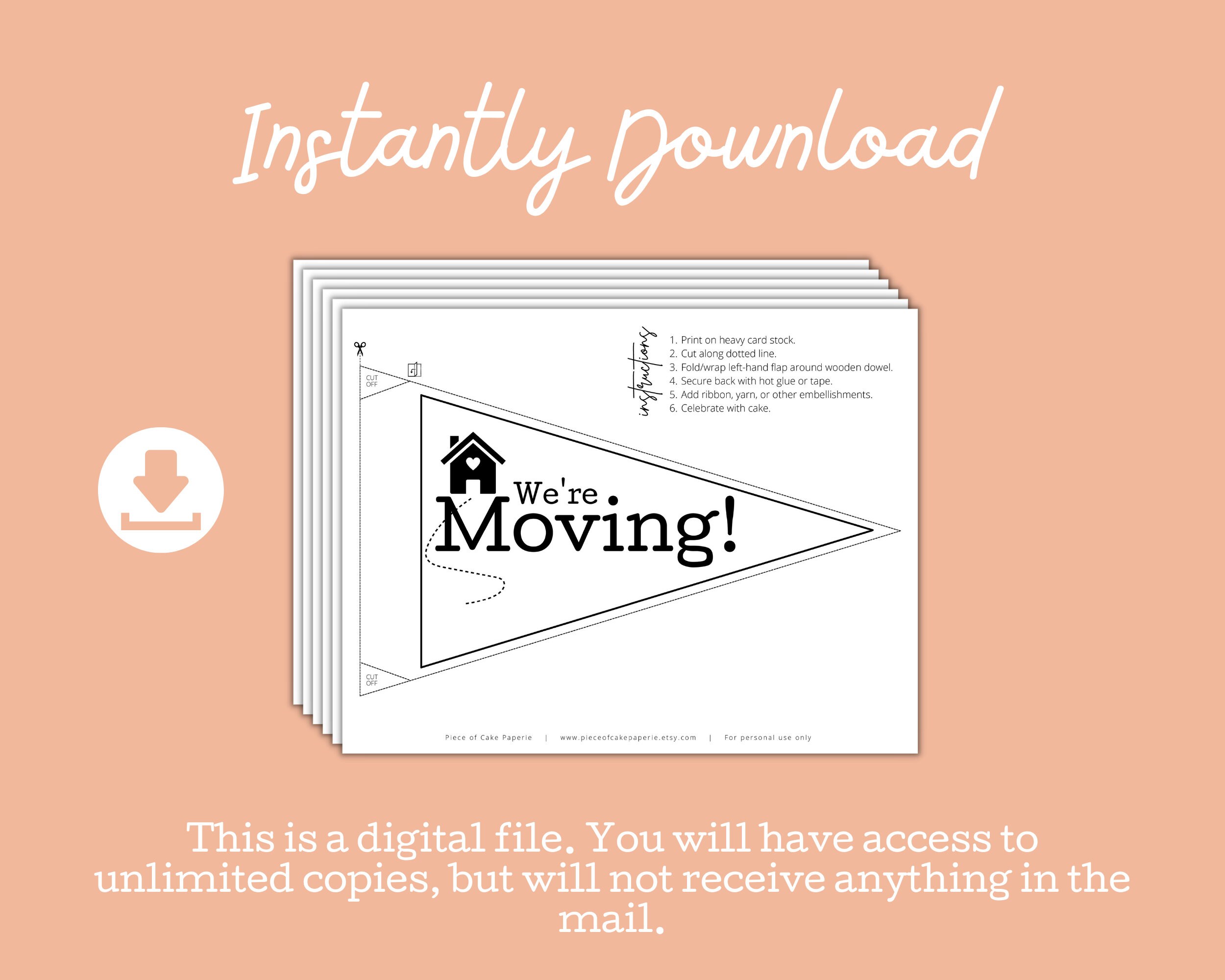 Moving Announcement | "we're Moving!" Sign | Printable Pennant Flag - Etsy