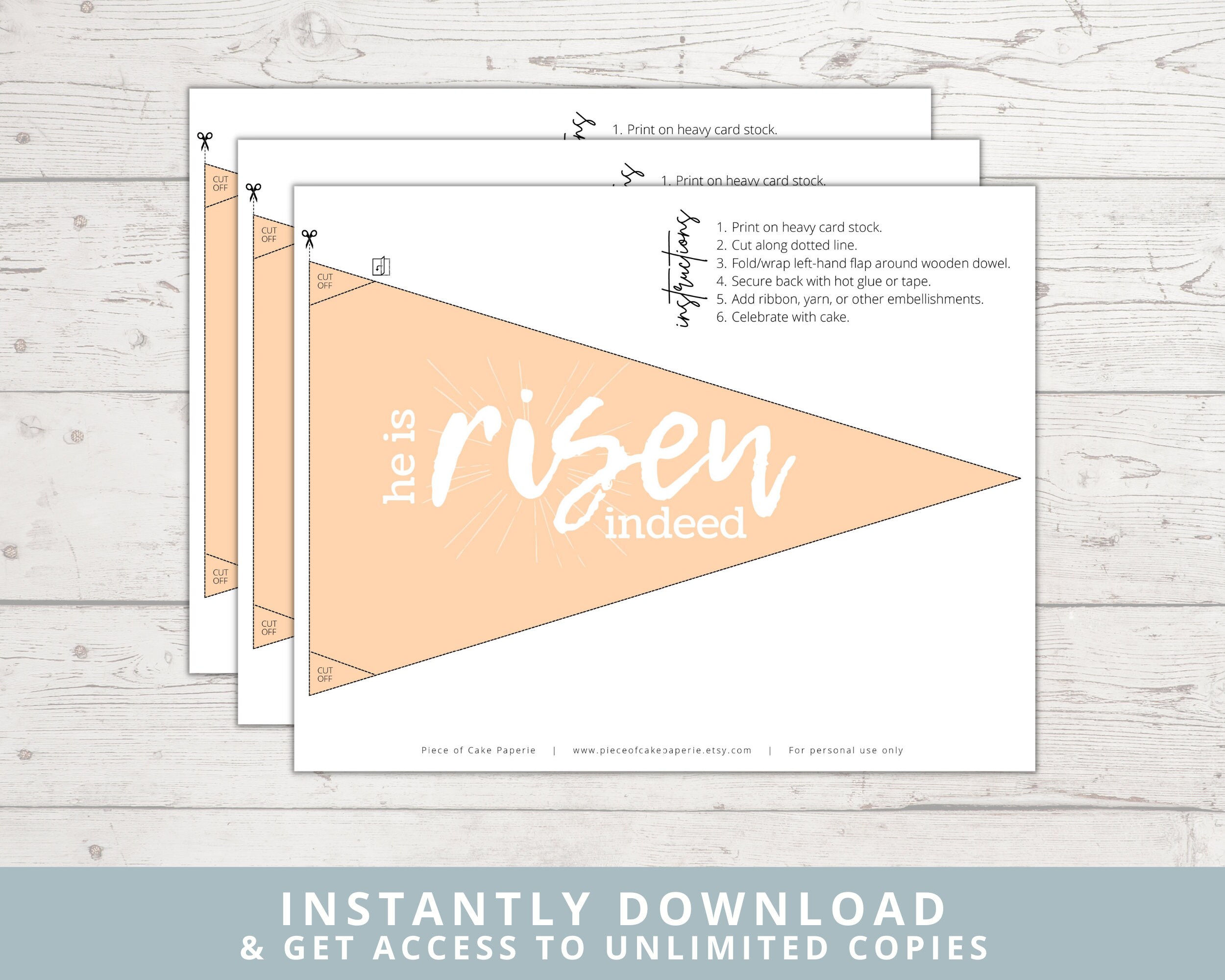 Printable "he is Risen" Easter Pennant Flags | Party Decor | Photo ...
