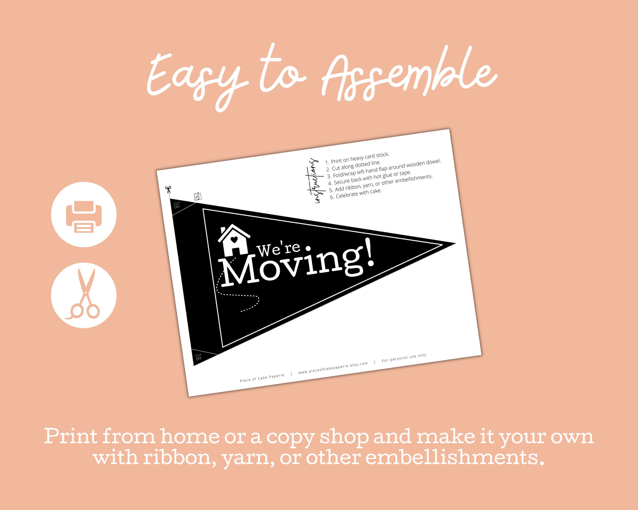 Moving Announcement | "we're Moving!" Sign | Printable Pennant Flag - Etsy