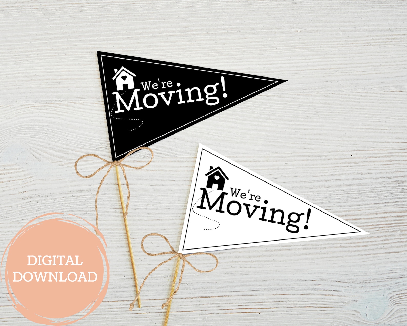 Moving Announcement | "we're Moving!" Sign | Printable Pennant Flag - Etsy