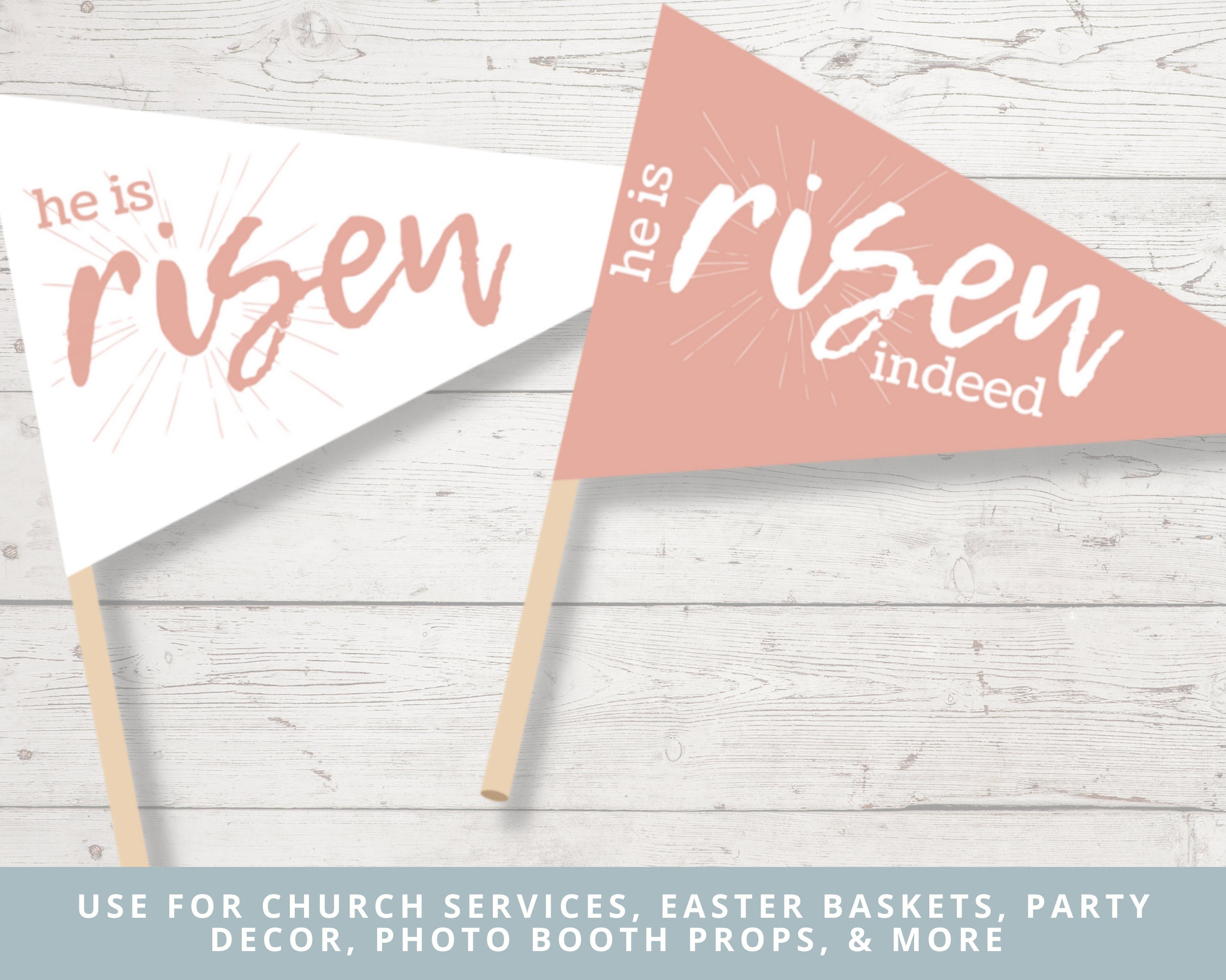 Printable "he is Risen" Easter Pennant Flags | Party Decor | Photo ...