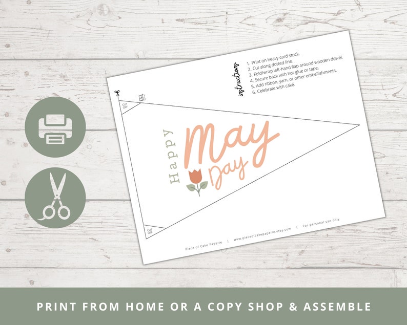Printable May Day Pennant Flag | Gift Tag | Party Decor | Photo Prop ...