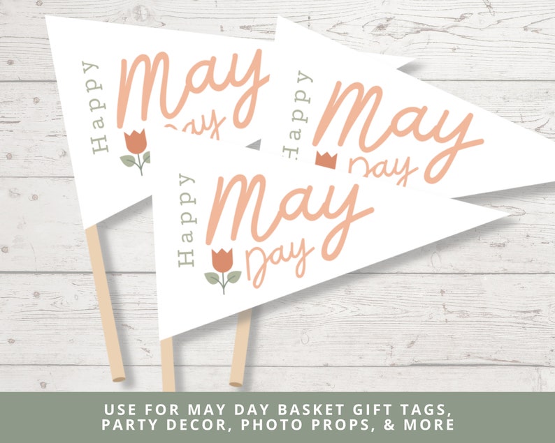 Printable May Day Pennant Flag | Gift Tag | Party Decor | Photo Prop ...