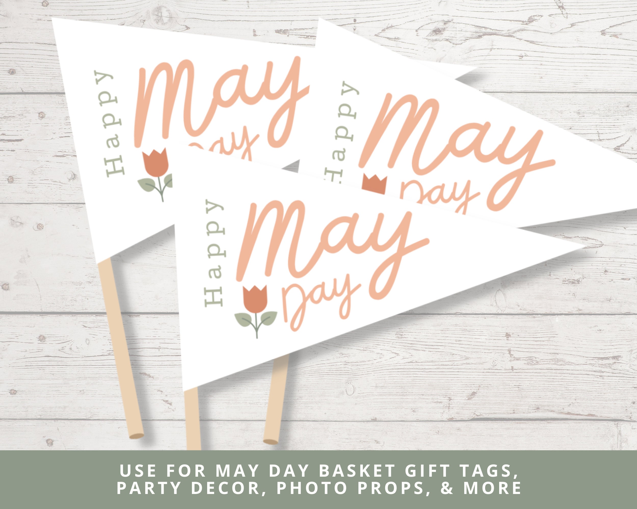 Printable May Day Pennant Flag | Gift Tag | Party Decor | Photo Prop ...