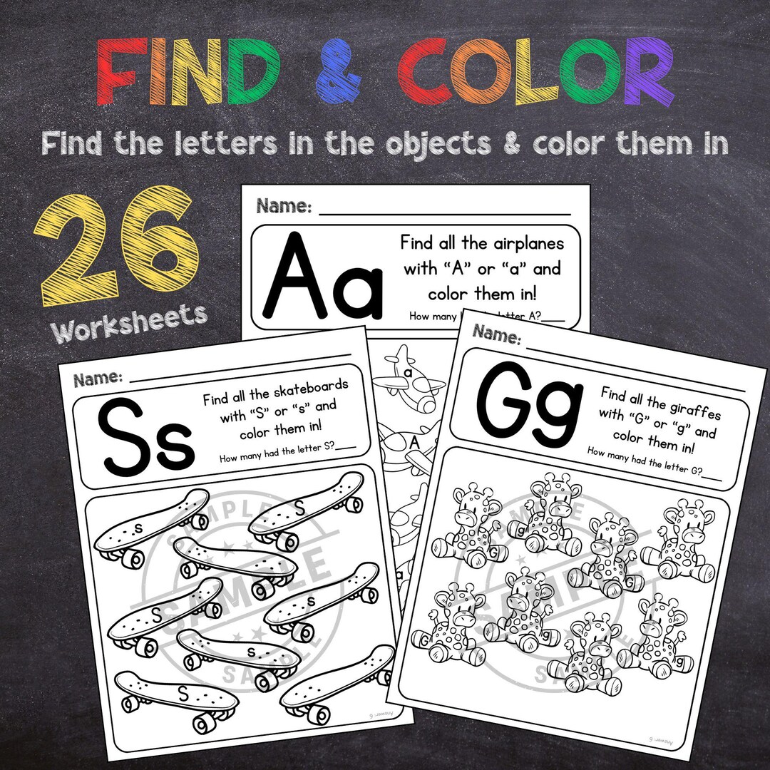 Alphabet Find and Color Worksheets, ABC Letter Recognition, Preschool ...