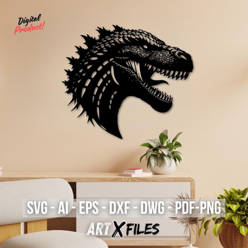 Godzilla Digital Art Files - Svg, Dxf, Dwg, Eps, AI, Pdf for Posters ...