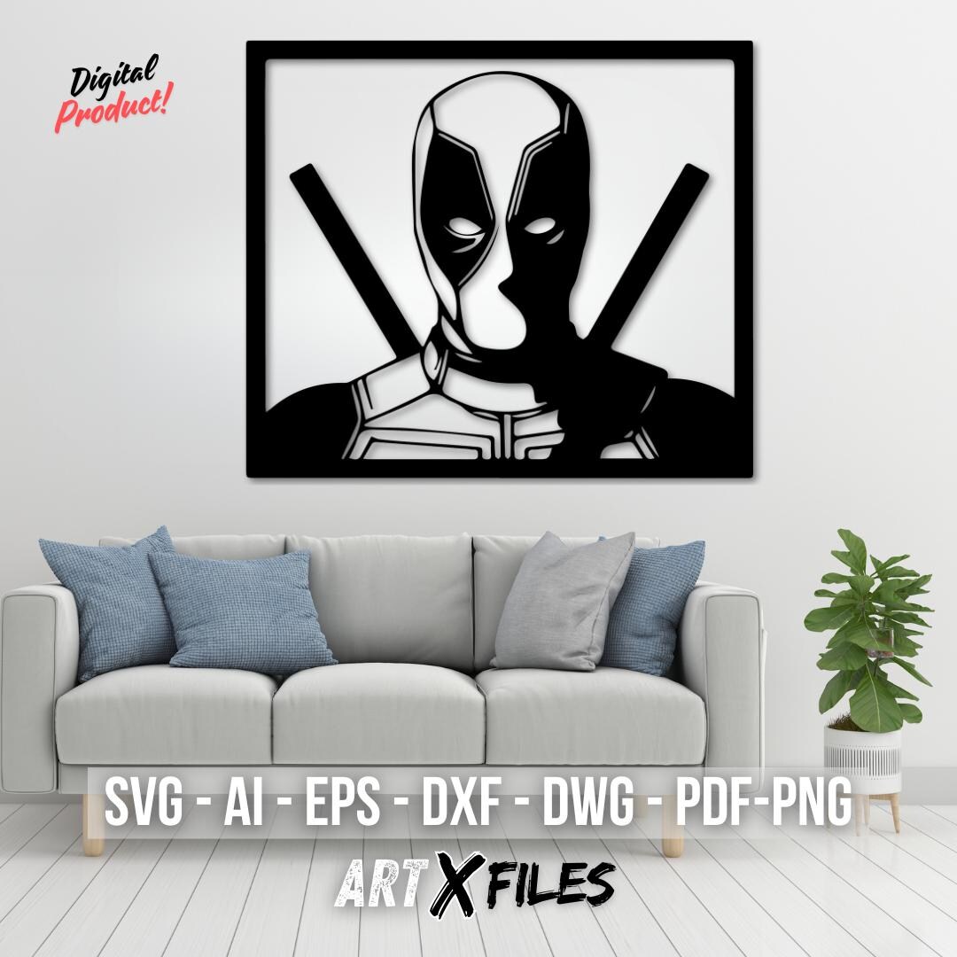 Deadpool Digital Art Files - Svg, Dxf, Dwg, Eps, AI, Pdf for Posters ...