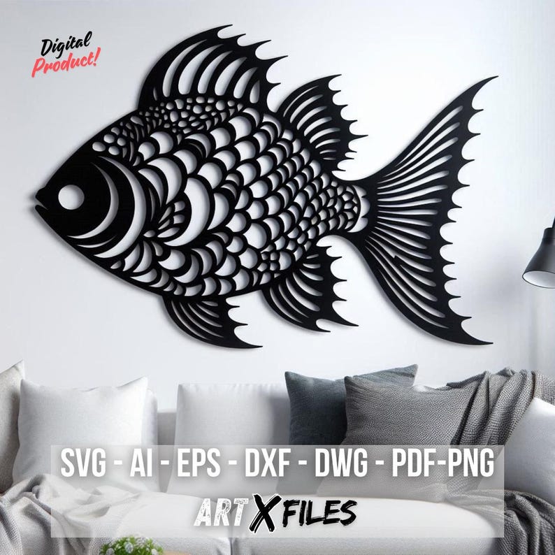 Fish Wall Art Svg, Dxf, Dwg, Eps, Ai, Pdf, and Png Files. Plasma Cut ...