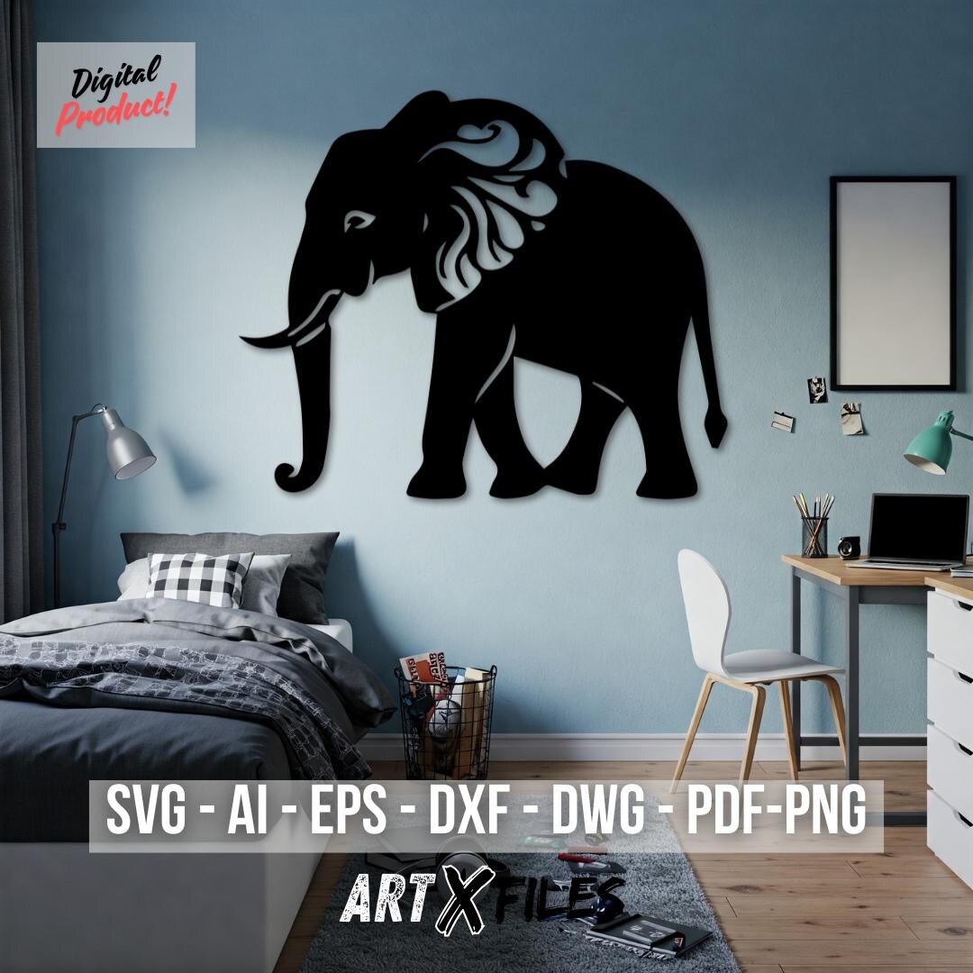 Elephant Dijital Files, Elephant Dijital Download, Elephant Wall Art ...