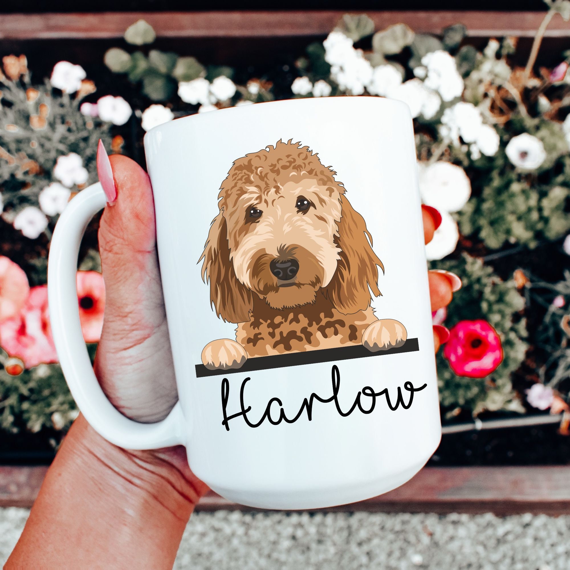 Doodle Dog, Custom Dog Name Mug, Doodle Mama Gift, Golden Doodle Mug ...