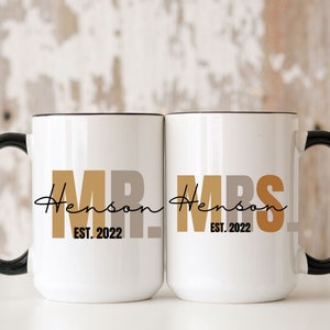 Mr. and Mrs. Mug Set, Custom Couple Mug Set, Bride to Be Gift, Gift for ...
