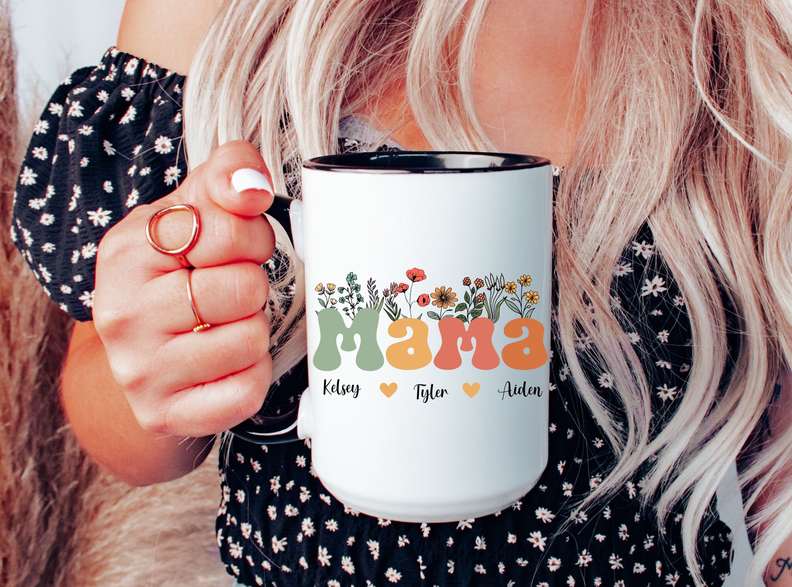 Custom Retro Mama Mug, Boho Mom Coffee Mug, Mama Mug, Gift for New Mom ...