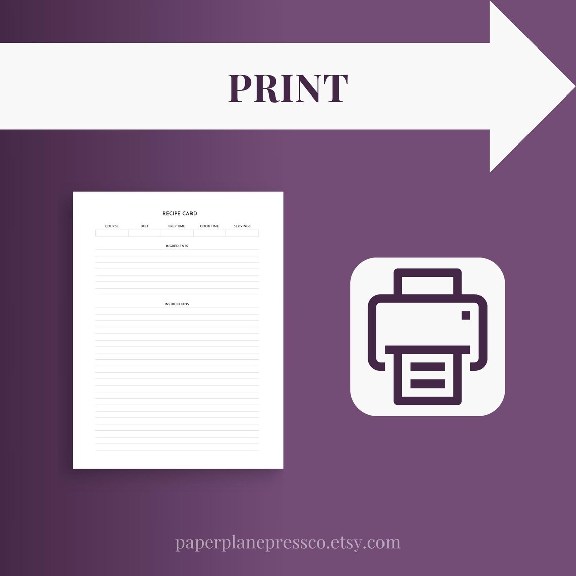 Printable Recipe Cards, Blank Recipe Cards, Recipe Card Template ...