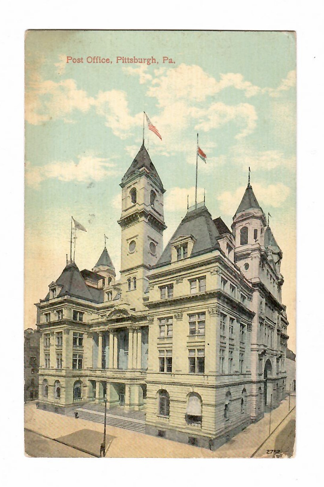 Vintage Postcard Post Office Building Street Corner City Town - Etsy
