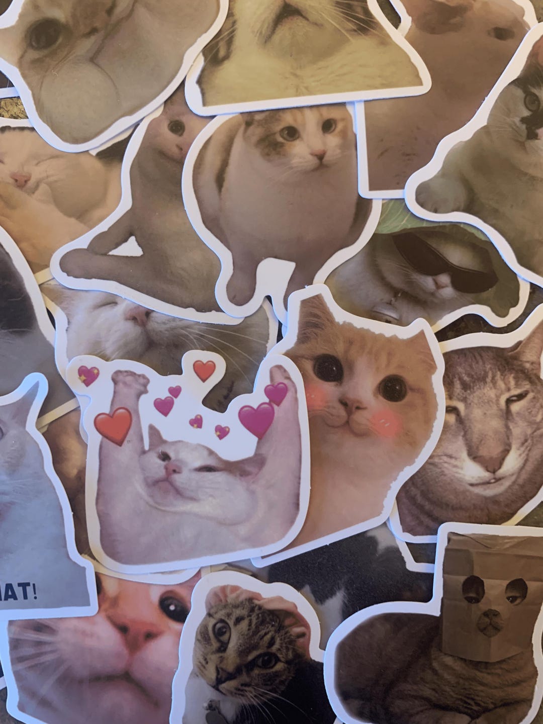 50 Meme Cat Stickers Kawaii Funny Gift Waterproof Stickers Decals for ...