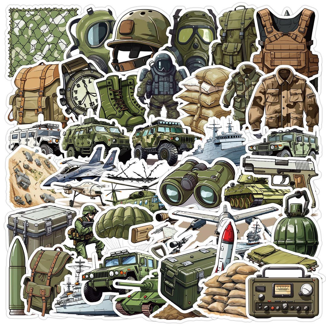 50 Pc Military Stickers Kawaii Funny Gift Waterproof Stickers Decals ...