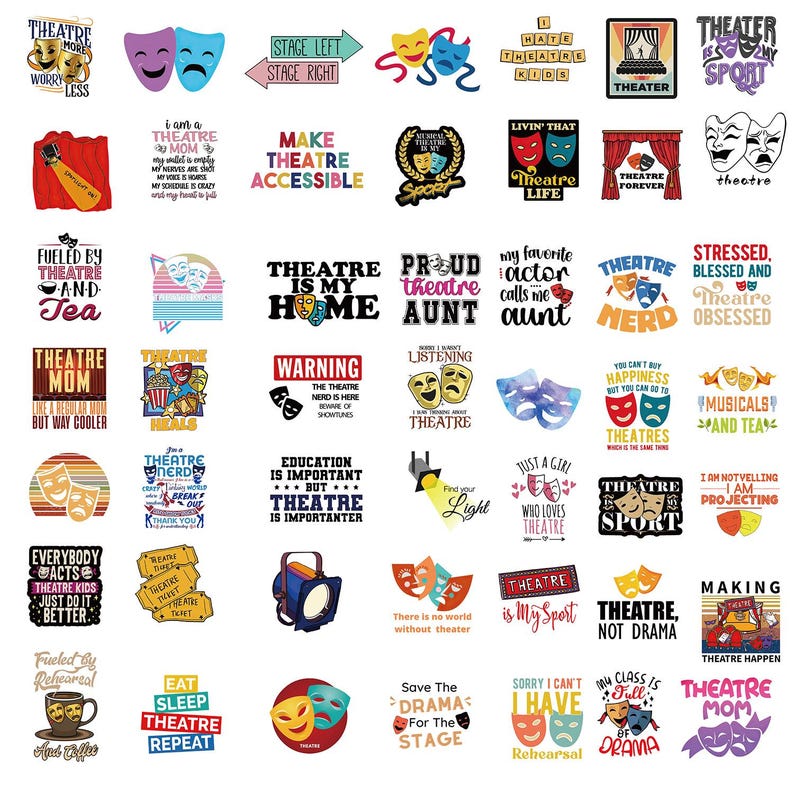 50 Theater Stickers Kawaii Funny Gift Waterproof Stickers Decals for ...