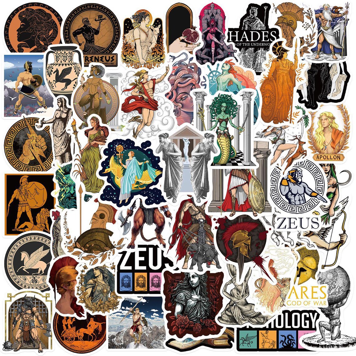 50 Greek Mythology Stickers Kawaii Funny Gift Waterproof Stickers ...