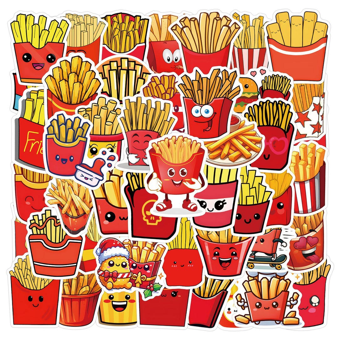 50 French Fry Stickers Funny Gift Waterproof Stickers for Motorcycle ...