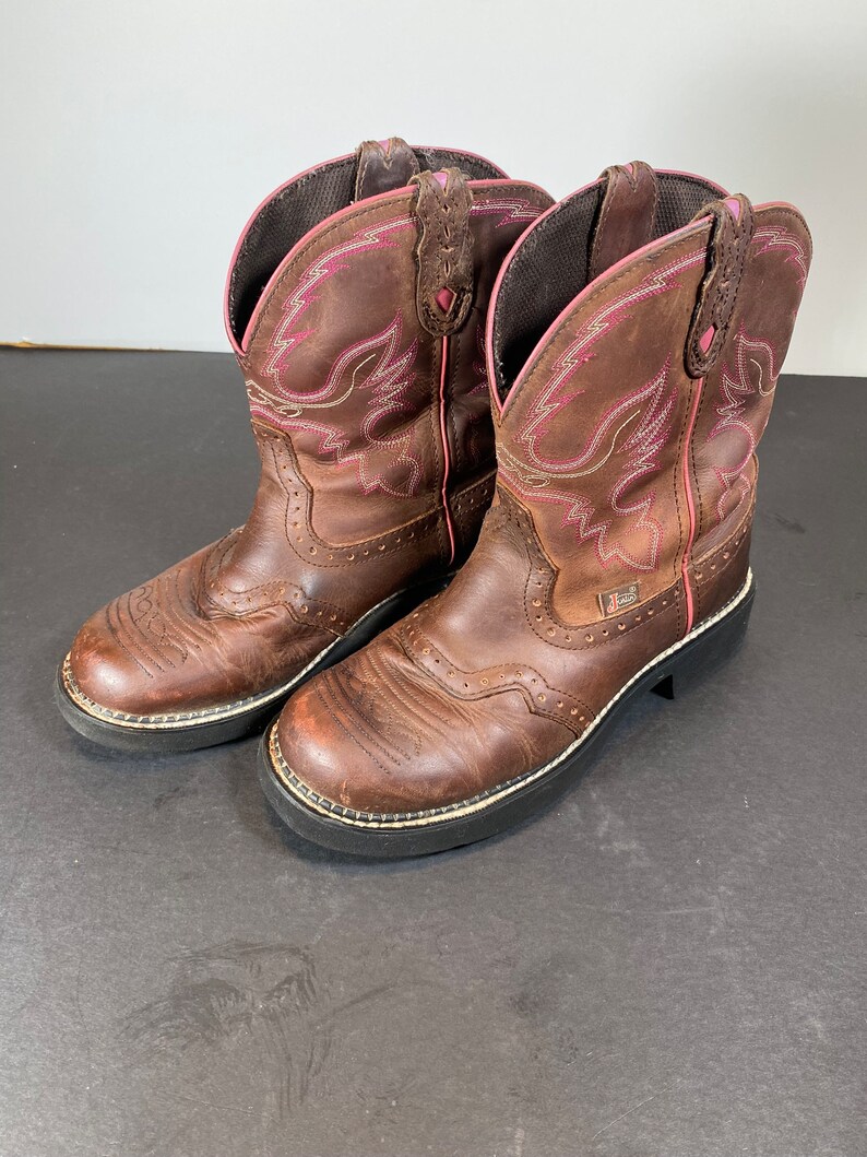 Women's 8.5B Vintage Justin Gypsy Brown Leather Mid Calf - Etsy