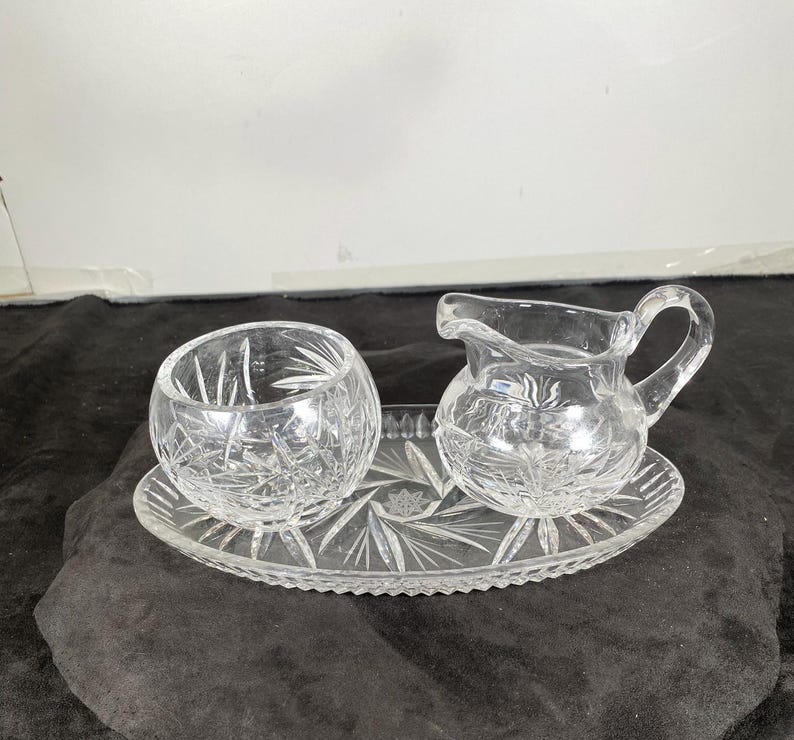 Anchor Hocking Star of David Sugar and Creamer Set With a Matching Tray ...
