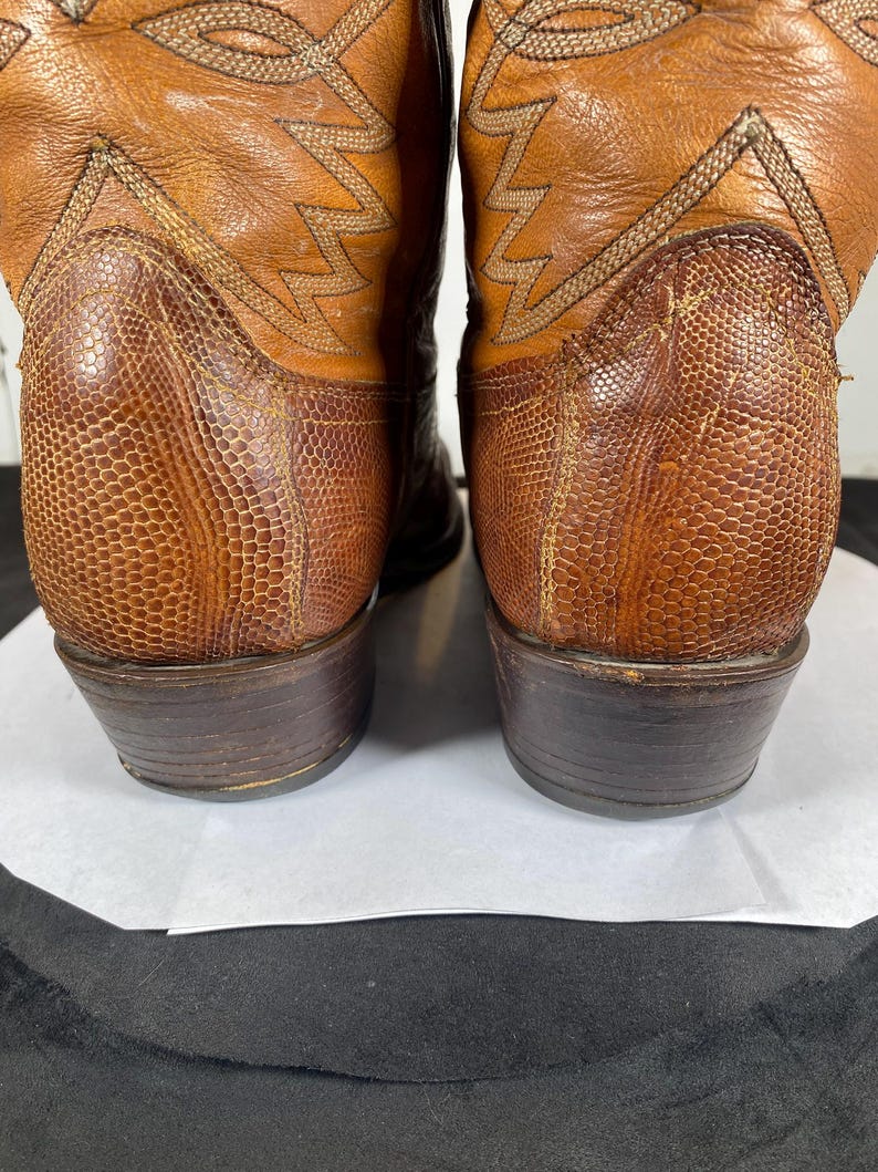 Vintage Dan Post Teju Lizard Cowboy Boots: Men's Two-tone Western Boots ...