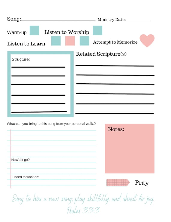 Worship Team Practice Template | Etsy