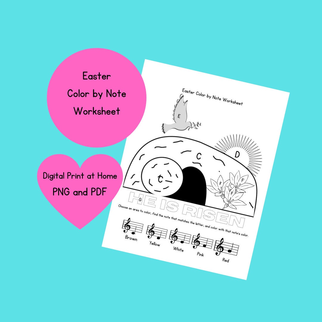 Easter Color by Note Worksheet - Etsy