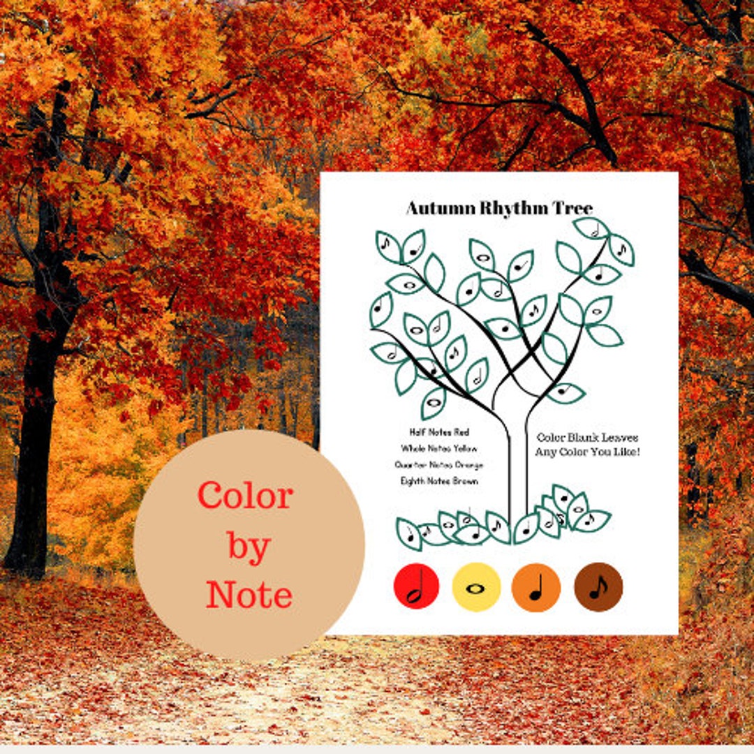 Autumn Color by Note Worksheet - Etsy