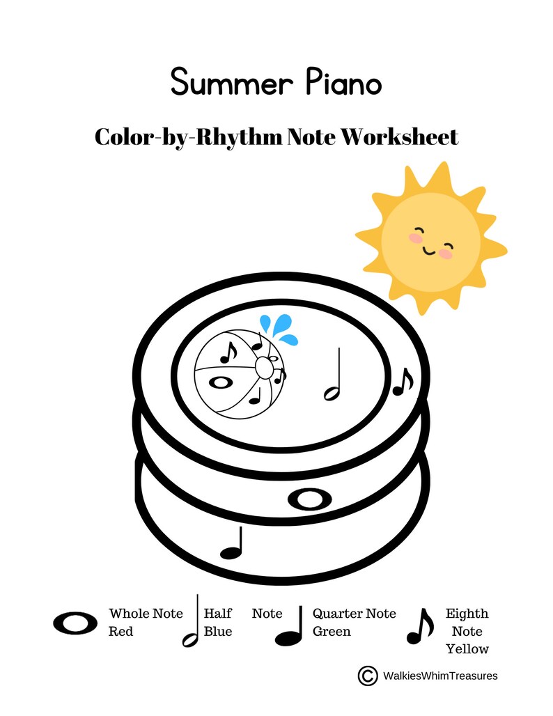 Summer Music Color-by-rhythm Worksheet - Etsy