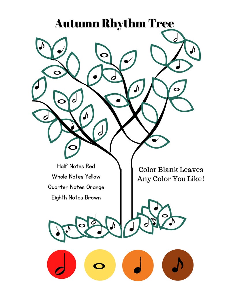 Autumn Color by Note Worksheet - Etsy