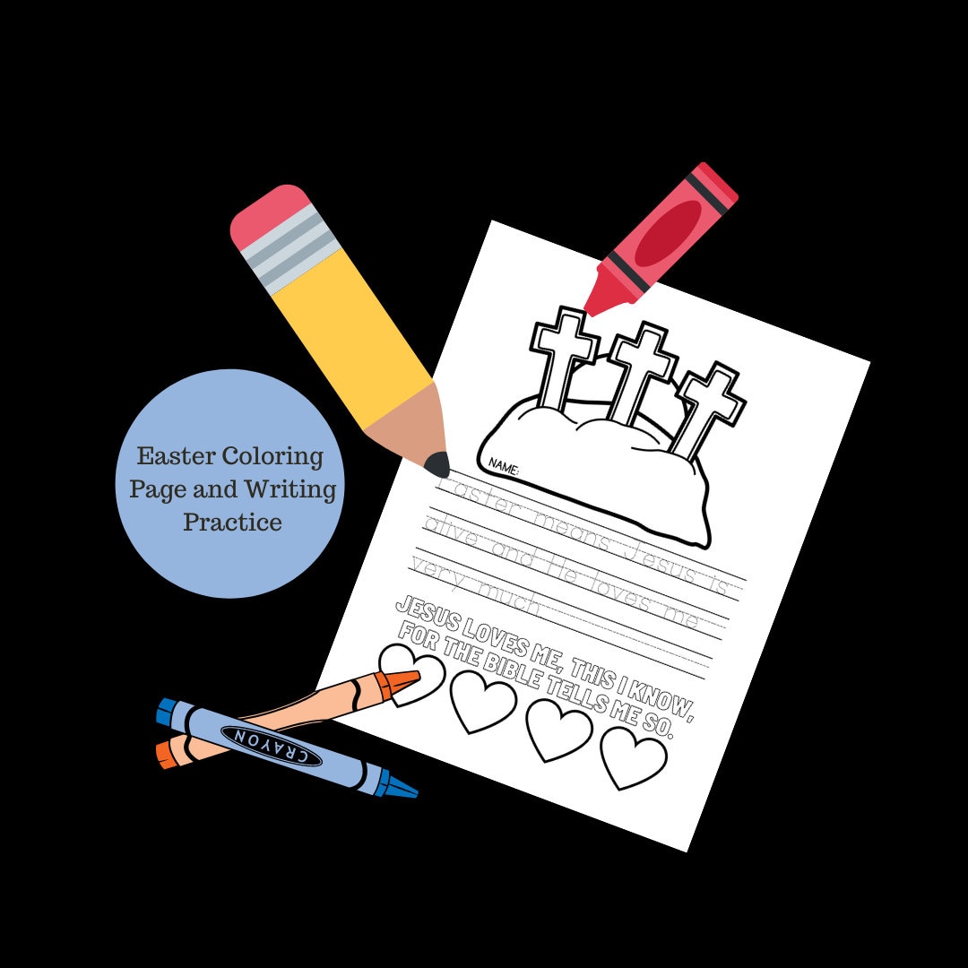 Easter Coloring Page and Writing Practice - Etsy