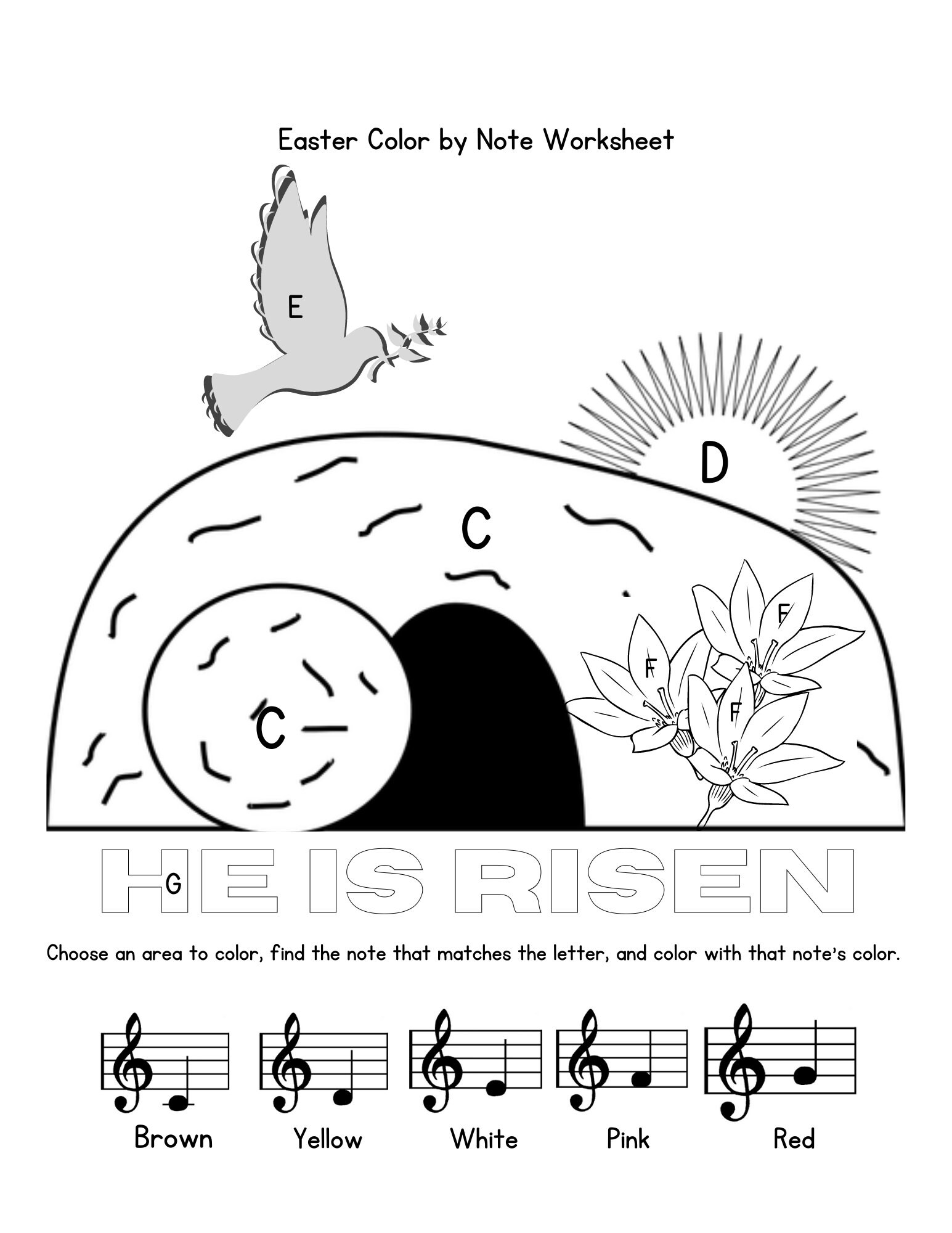 Easter Color by Note Worksheet - Etsy