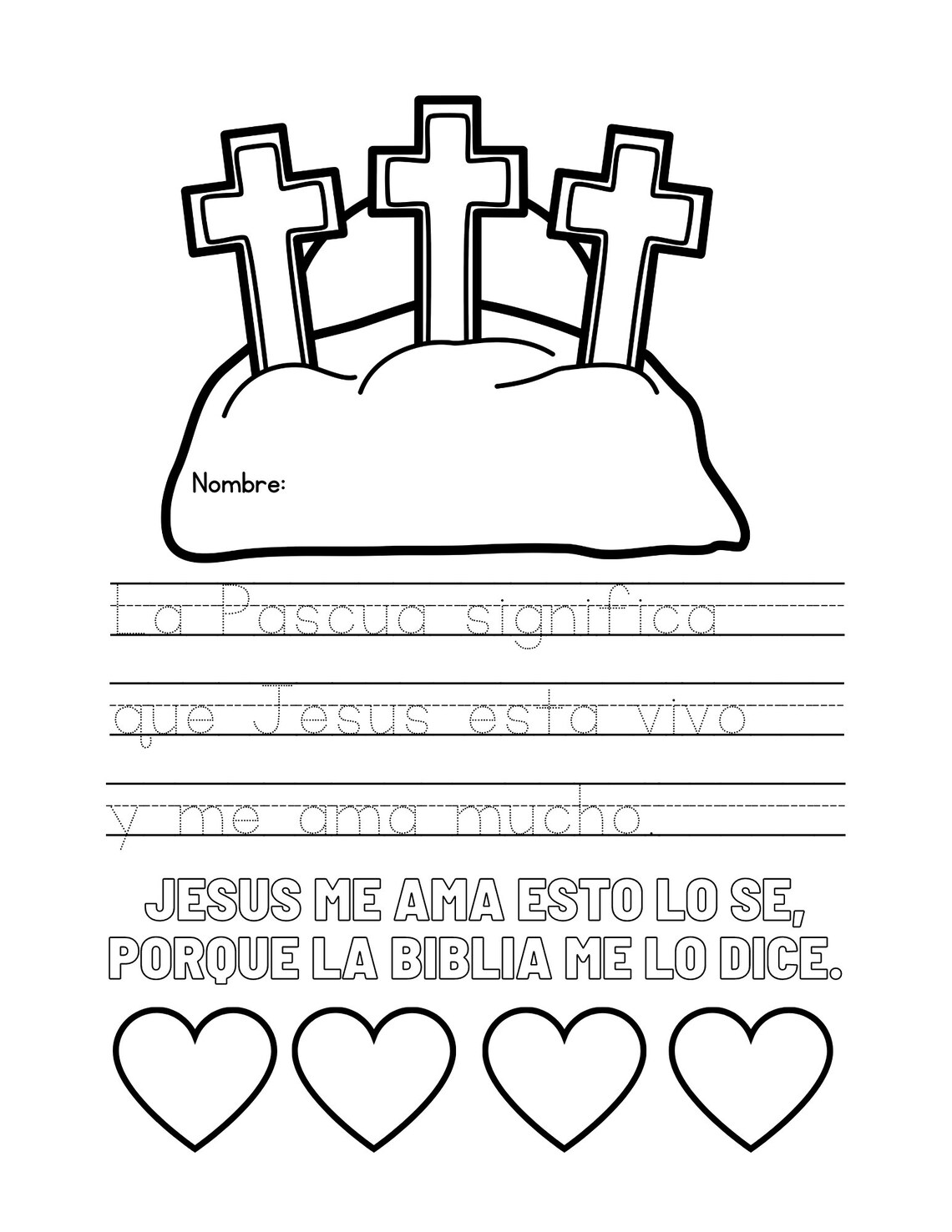 Dibujo Para Colorear De Pascua Y Práctica De Escritura - Easter ...