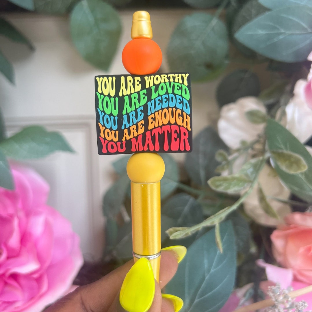 Teacher Custom Pen - Nurse Thank You Gift - Cute Pen With Beads - Famous Affirmations - Beadable ...