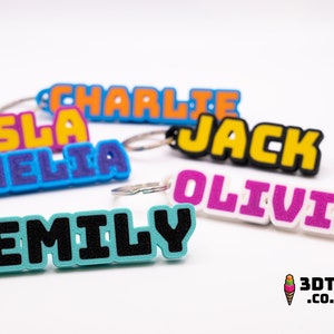 Two Colour 3D Printed Name Keychain / Keyring Fully Personalised ...