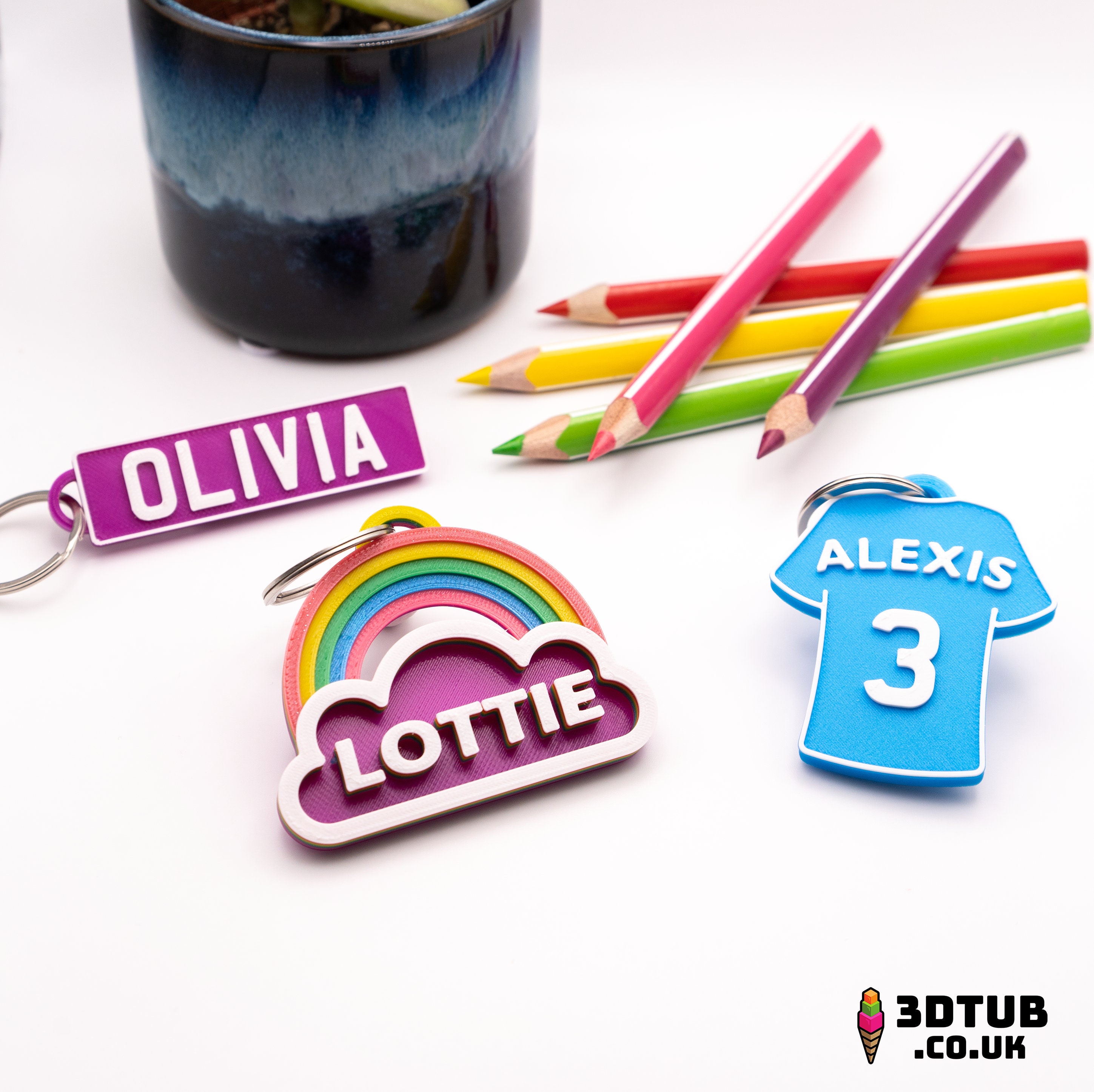 Fantastic Rainbow Nametag Personalised 3D Printed Keychain / | Etsy UK