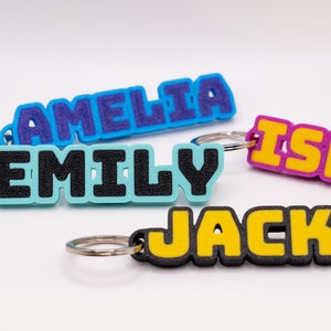Two Colour 3D Printed Name Keychain / Keyring Fully Personalised ...