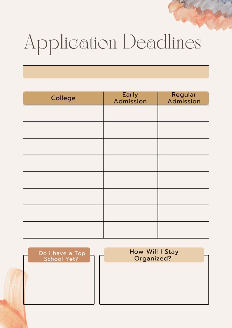 2025 High School Senior Student College Application Planner and ...
