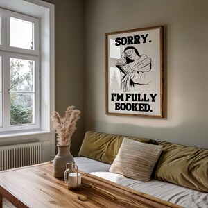 Fully Booked Wall Art Print, Home Library Poster, Book Lover Gift, Cozy ...