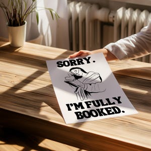 Fully Booked Wall Art Print, Home Library Poster, Book Lover Gift, Cozy ...