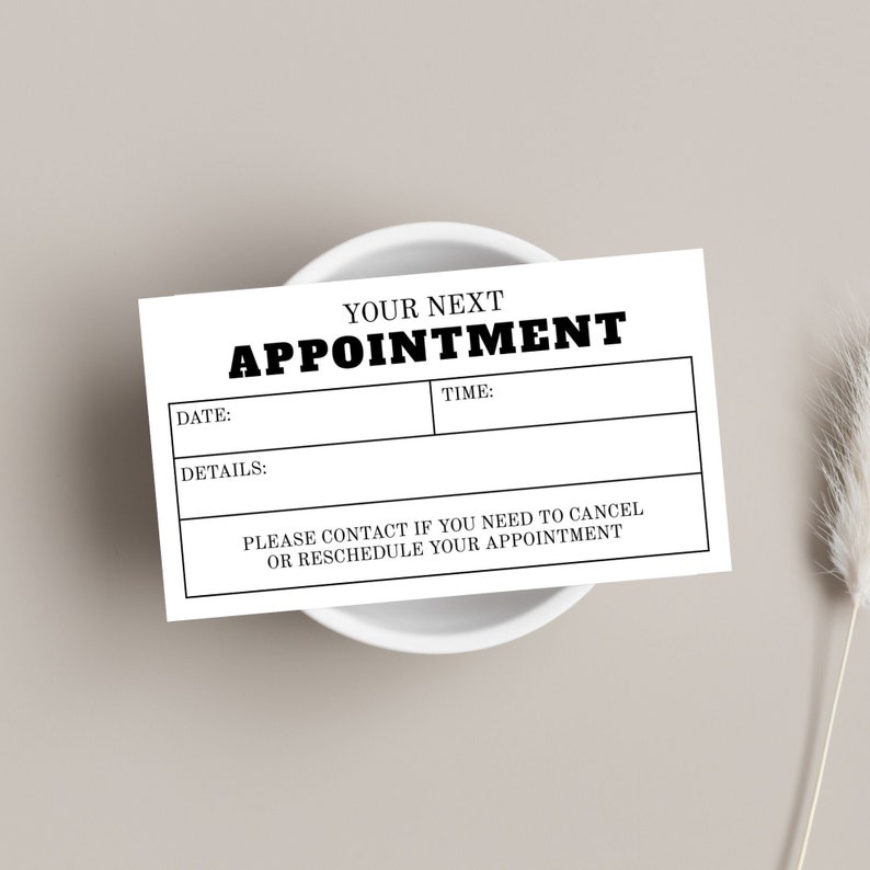 Appointment Reminder Card, for Your Next Appointment, Instant Download ...