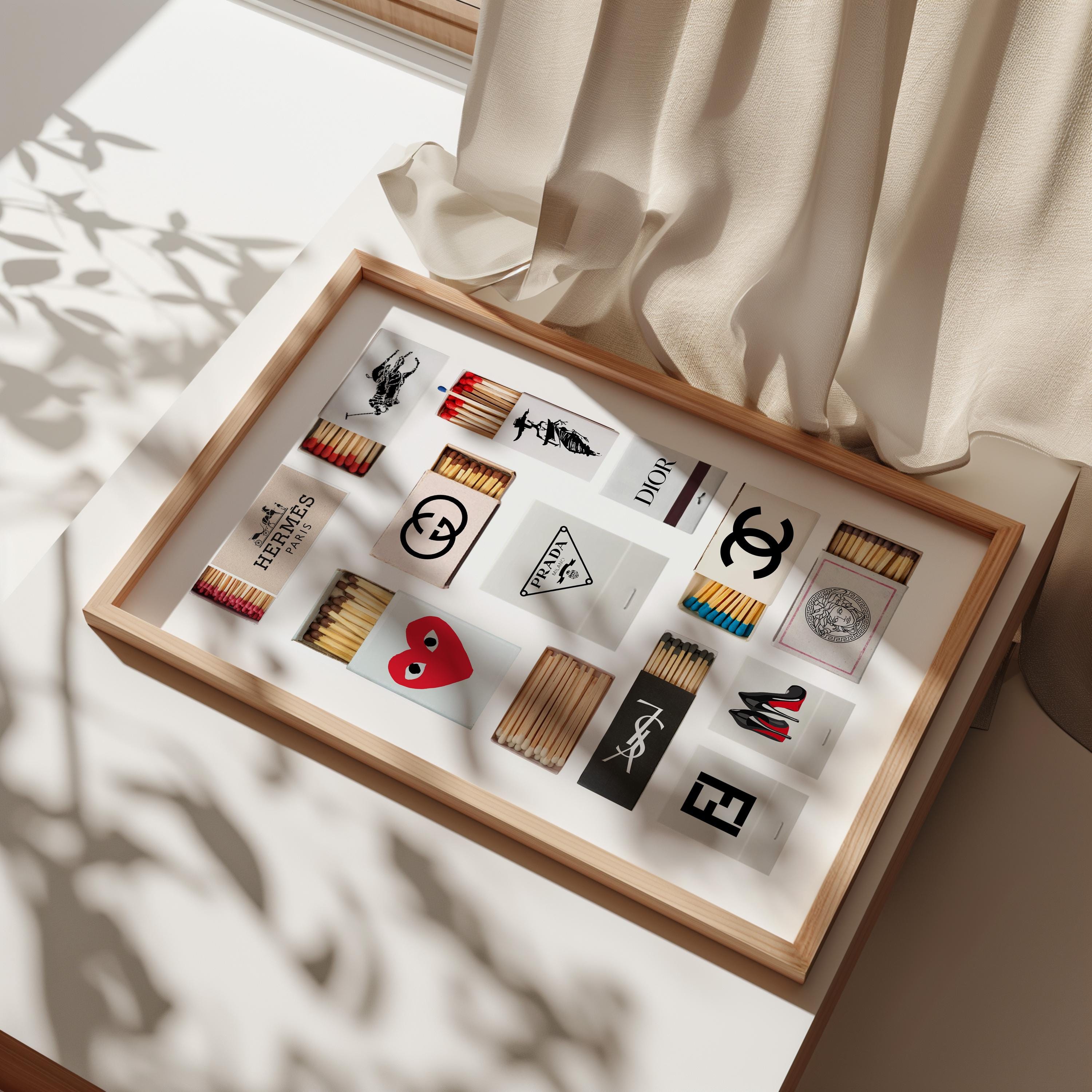 Vintage Matchbox Print - Fashion Logos Print - Retro Matchbook Wall Art ...
