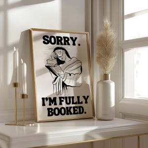 Fully Booked Wall Art Print, Home Library Poster, Book Lover Gift, Cozy ...