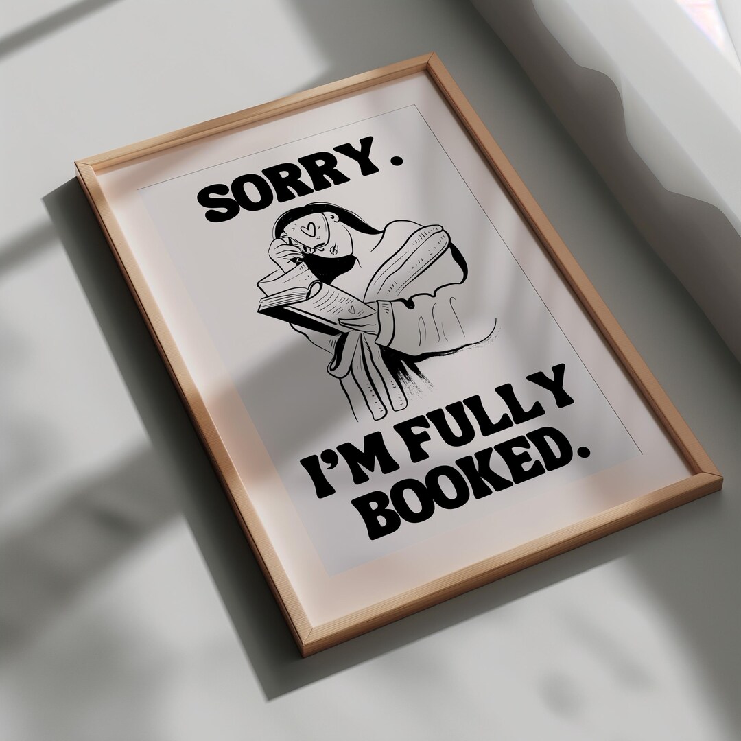 Fully Booked Wall Art Print, Home Library Poster, Book Lover Gift, Cozy ...