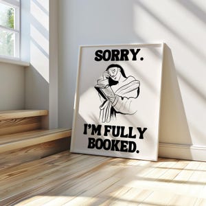 Fully Booked Wall Art Print, Home Library Poster, Book Lover Gift, Cozy ...