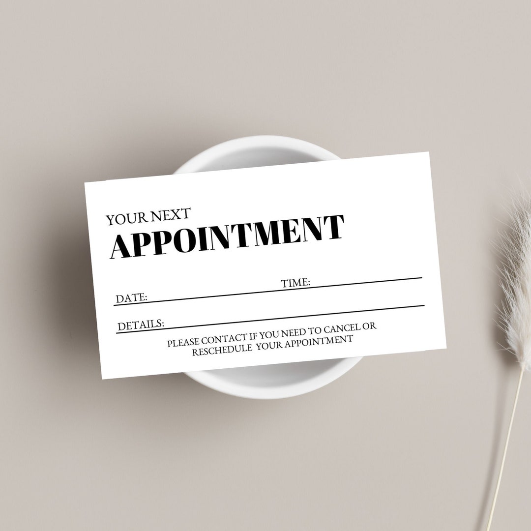 Appointment Reminder Card, Schedule Your Client's or Patient's Next ...