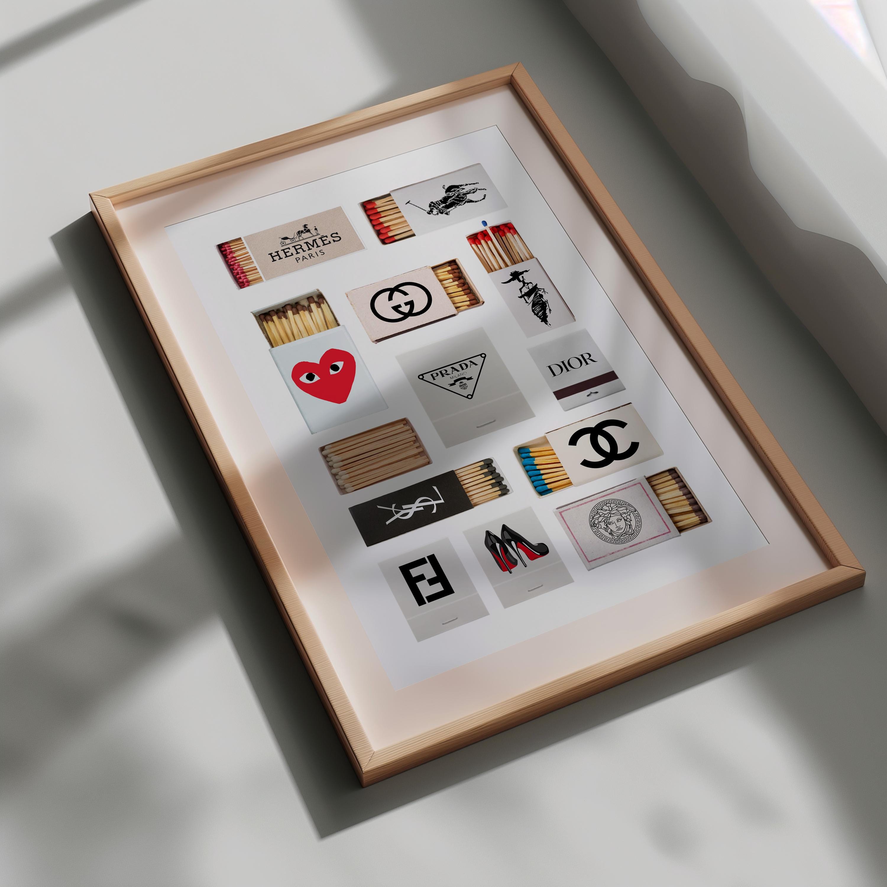Vintage Matchbox Print Fashion Logos Print Retro Matchbook Wall Art ...