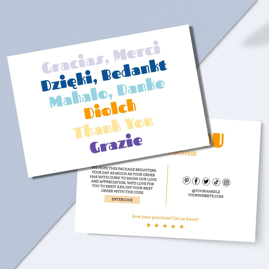 Thank You Around the World, Thank You for Your Purchase Card, Two-sided ...