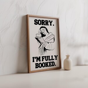 Fully Booked Wall Art Print, Home Library Poster, Book Lover Gift, Cozy ...